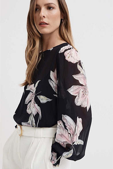 Pewter Pewter Print Blouse - Women's Natural Fibres | Witchery