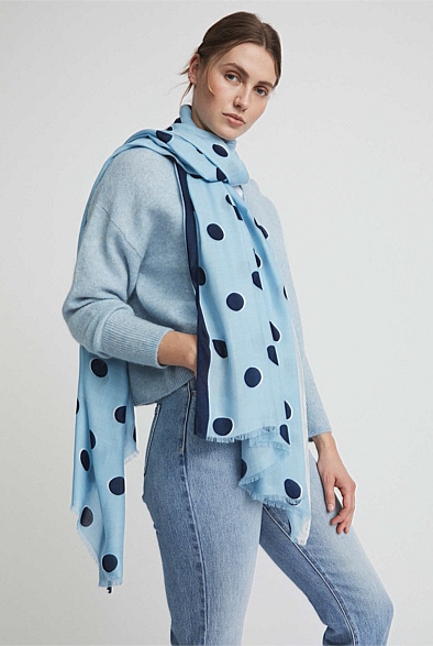 Light Blue Shadow Spot Scarf - Women's Scarves & Wraps | Witchery
