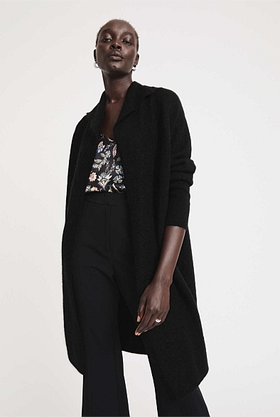 Black Lofty Long Line Cardigan - Women's Cardigans | Witchery