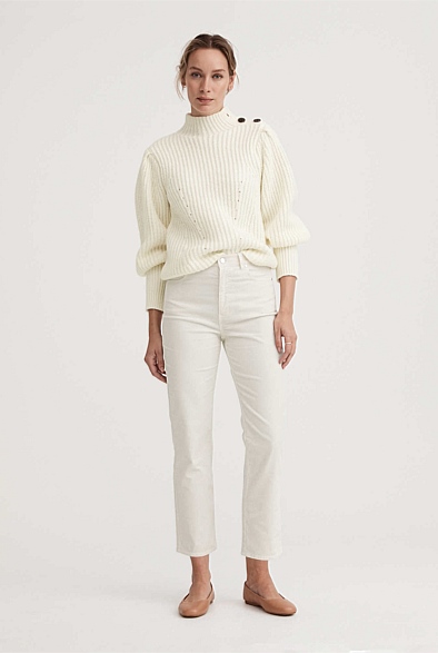 Winter White Sadie Cord Jean - Women's Straight Jeans | Witchery