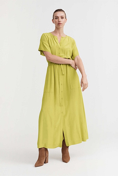 Citrus Green Modern Maxi Shirt Dress - Women's A Line Dresses | Witchery