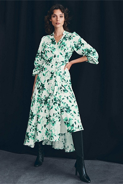 Willow Linen Ikat Floral Wrap Dress - Women's A Line Dresses | Witchery