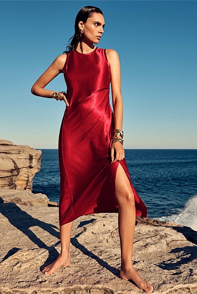 Rich Red Acetate Drape Dress - Women's Christmas Party Dresses | Witchery