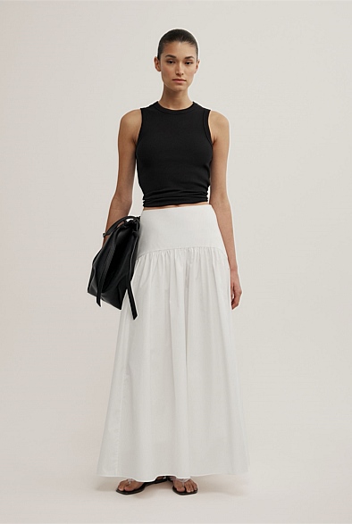 Fresh White Basque Midi Skirt - Women's A Line Skirts | Witchery