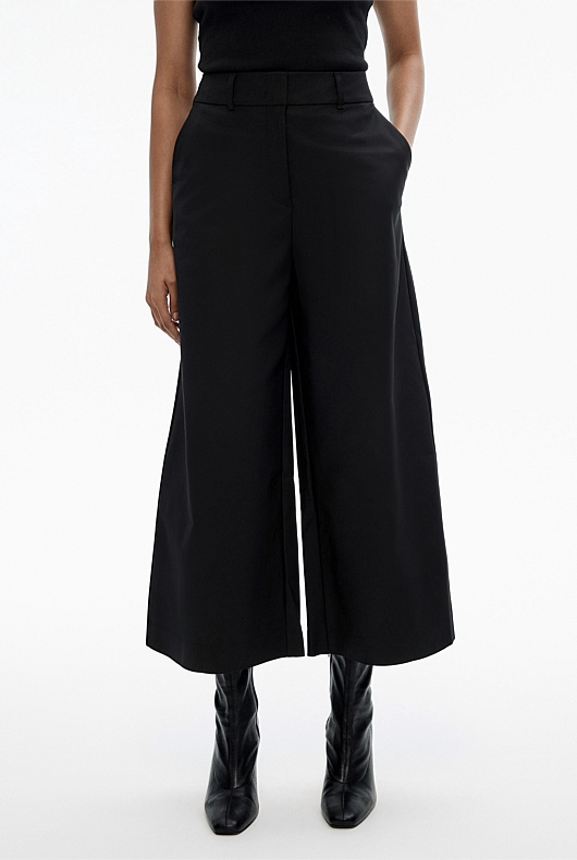 Black Structured Culotte - Women's Black Pants | Witchery