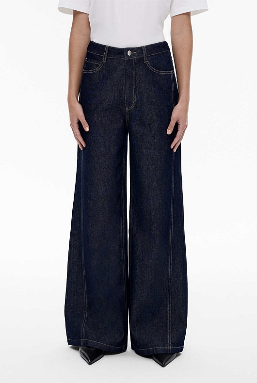 Raw Indigo Wide Leg Angled Seam Jean - Women's Denim & Jeans | Witchery