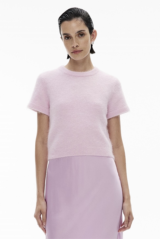 Snowberry Fluffy Knit Tee - Women's Short Sleeve Tops | Witchery