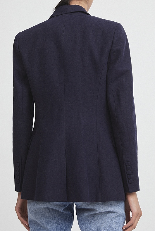 Navy Structured Double-Breasted Blazer - Women's Blazers | Witchery