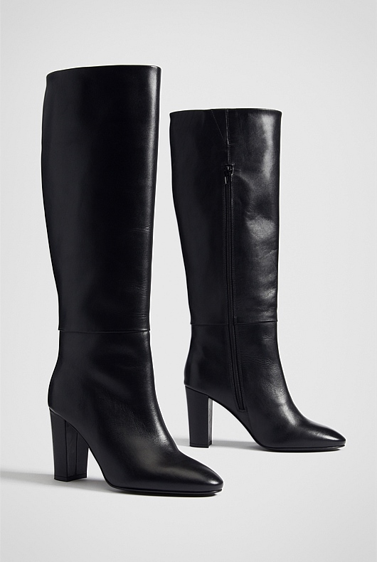 Black Morgan Leather Boot - Women's Workwear Shoes | Witchery