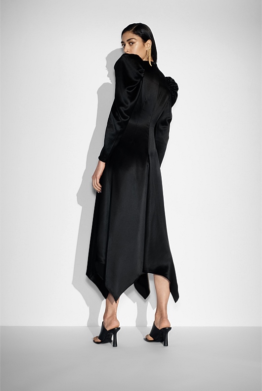 Black Deep V-Neckline Dress - Women's Midi Dresses | Witchery