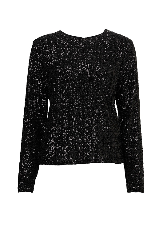 Black Crew Sequin Top - Women's Evening Tops | Witchery