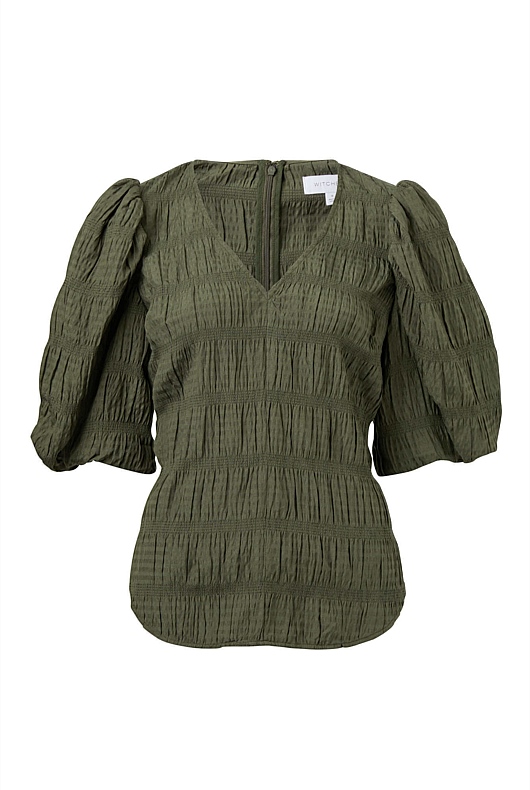 Storm Seersucker Blouse - Women's Short Sleeve Shirts | Witchery