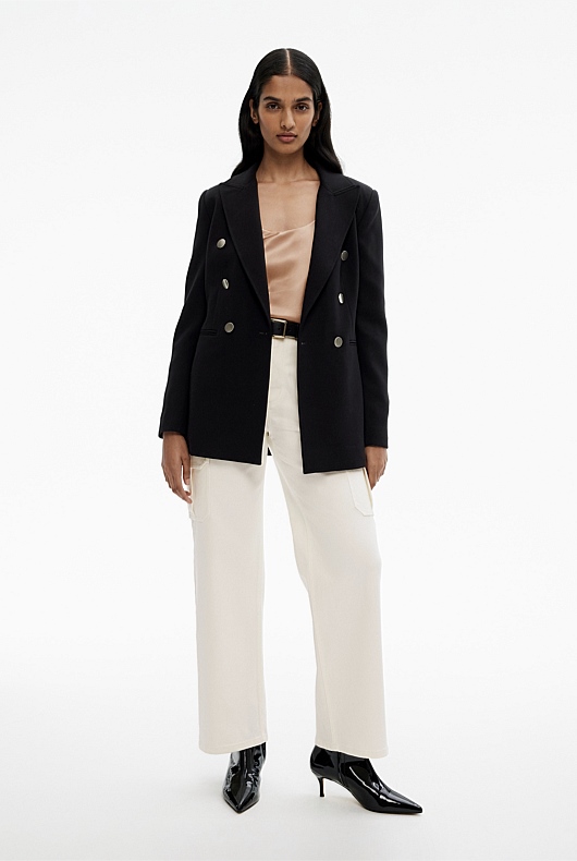 Black Classic Double Breasted Blazer - Women's Blazers | Witchery