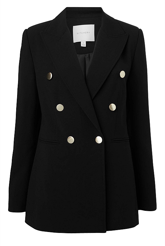 Black Classic Double Breasted Blazer - Women's Blazers | Witchery