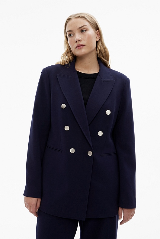 Blue Night Classic Double Breasted Blazer - Women's Blazers | Witchery