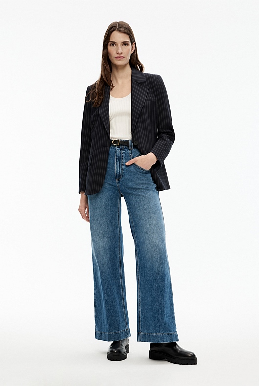 Indigo Wide Leg Angled Pocket Jean - Women's Straight Jeans | Witchery