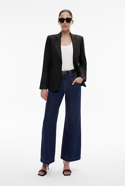 Dark Indigo Wide Leg Angled Pocket Jean - Women's Denim & Jeans | Witchery