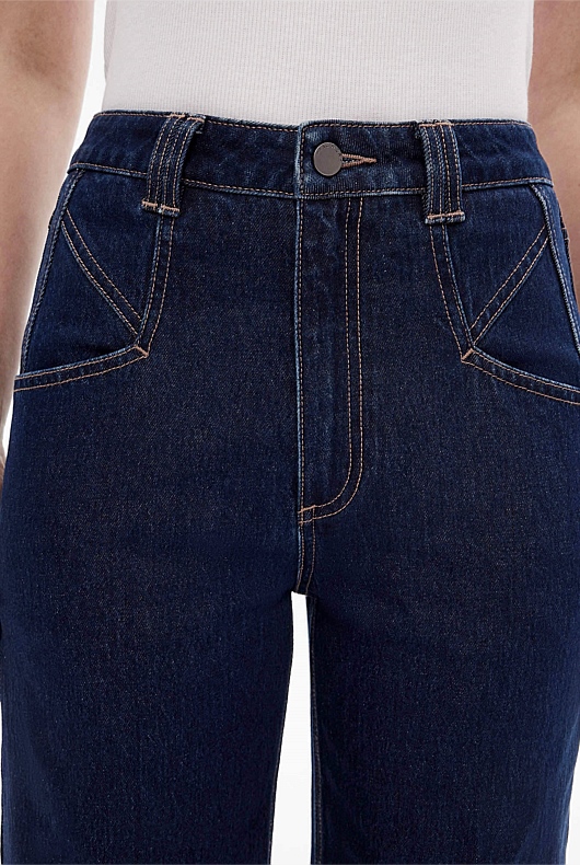 Dark Indigo Wide Leg Angled Pocket Jean - Women's Denim & Jeans | Witchery