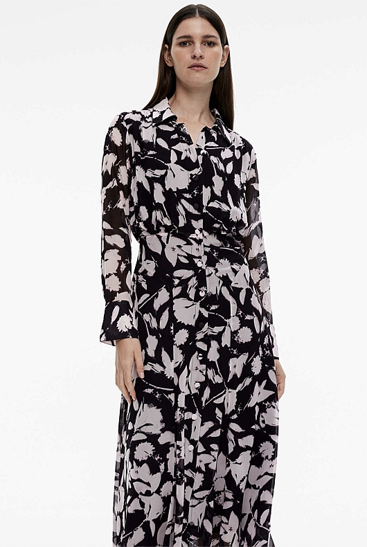 Floss Pink Abstract Textured Print Dress - Women's A Line Dresses ...