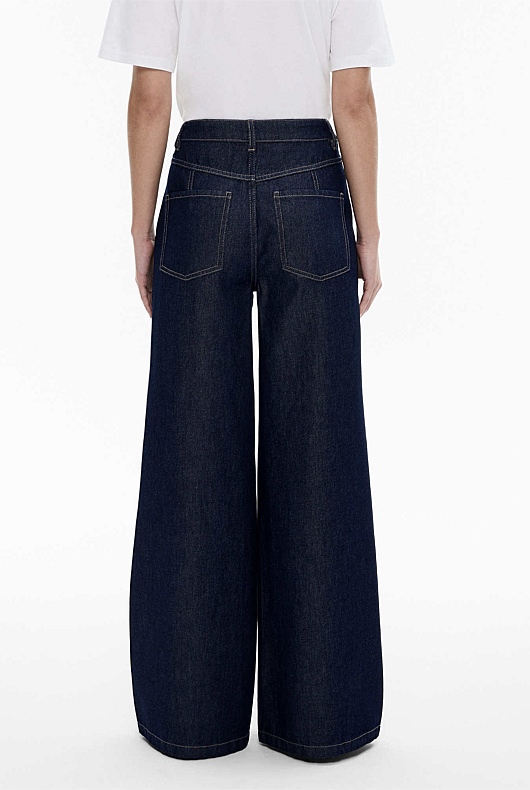 Raw Indigo Wide Leg Angled Seam Jean - Women's Denim & Jeans | Witchery