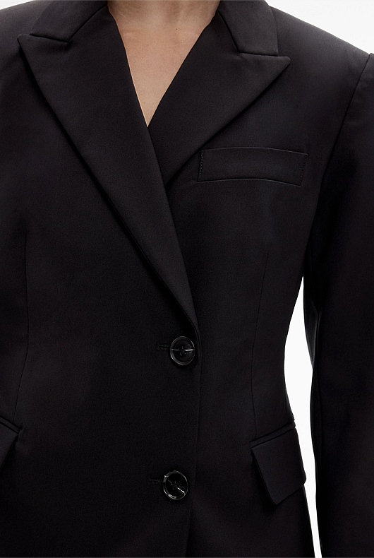Black Cotton Blend Structured Blazer - Women's Blazers | Witchery