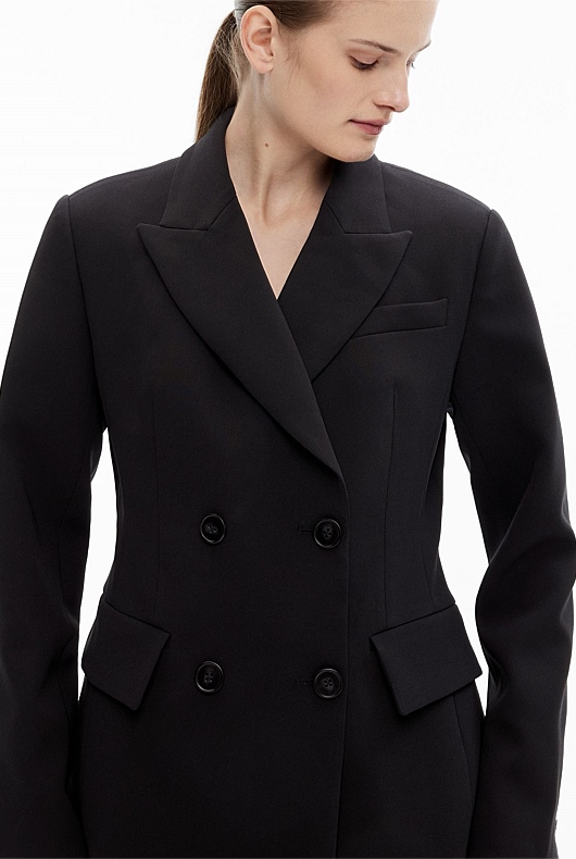 Black Hourglass Double-Breasted Blazer - Women's Blazers | Witchery