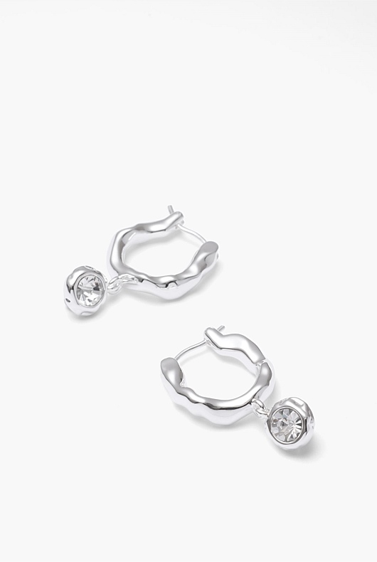 Silver Eliza Crystal Hoop - Women's Earrings | Witchery