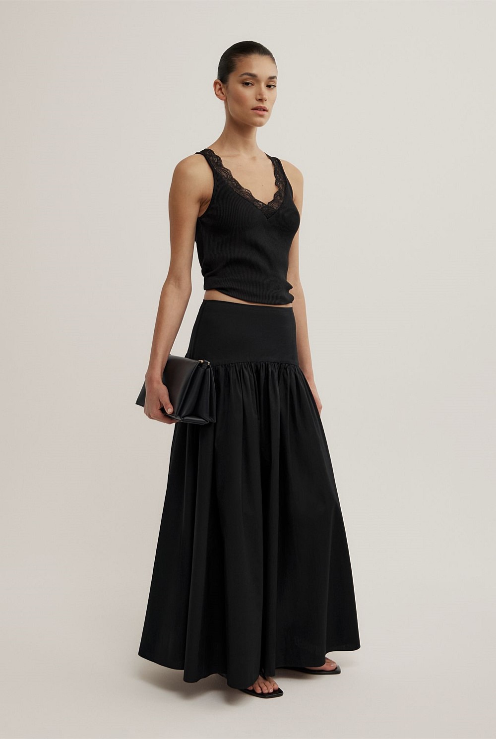 Black Basque Midi Skirt - Women's Maxi Skirts | Witchery