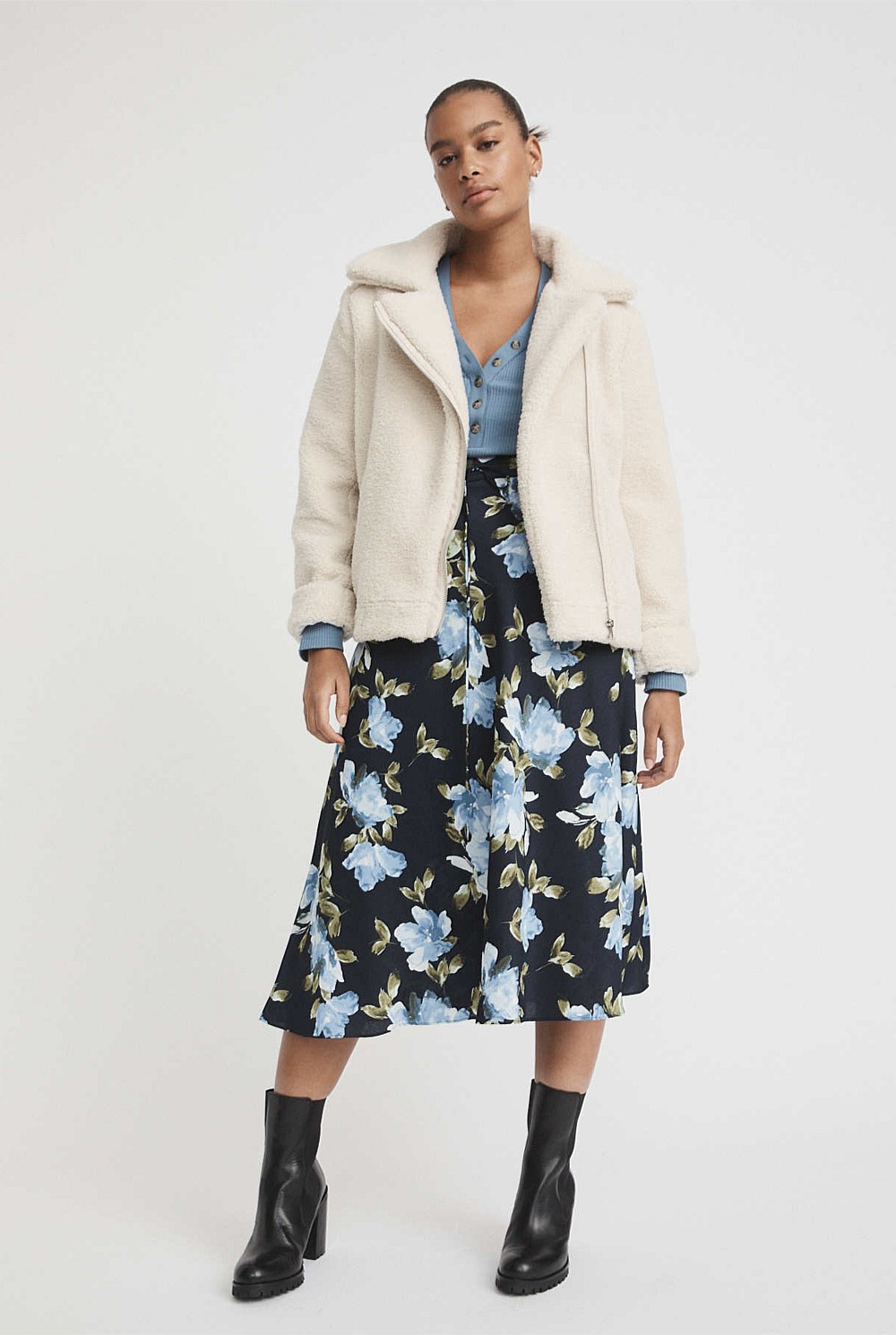 Winter White Shearling Aviator Jacket - Women's Jackets & Coats | Witchery