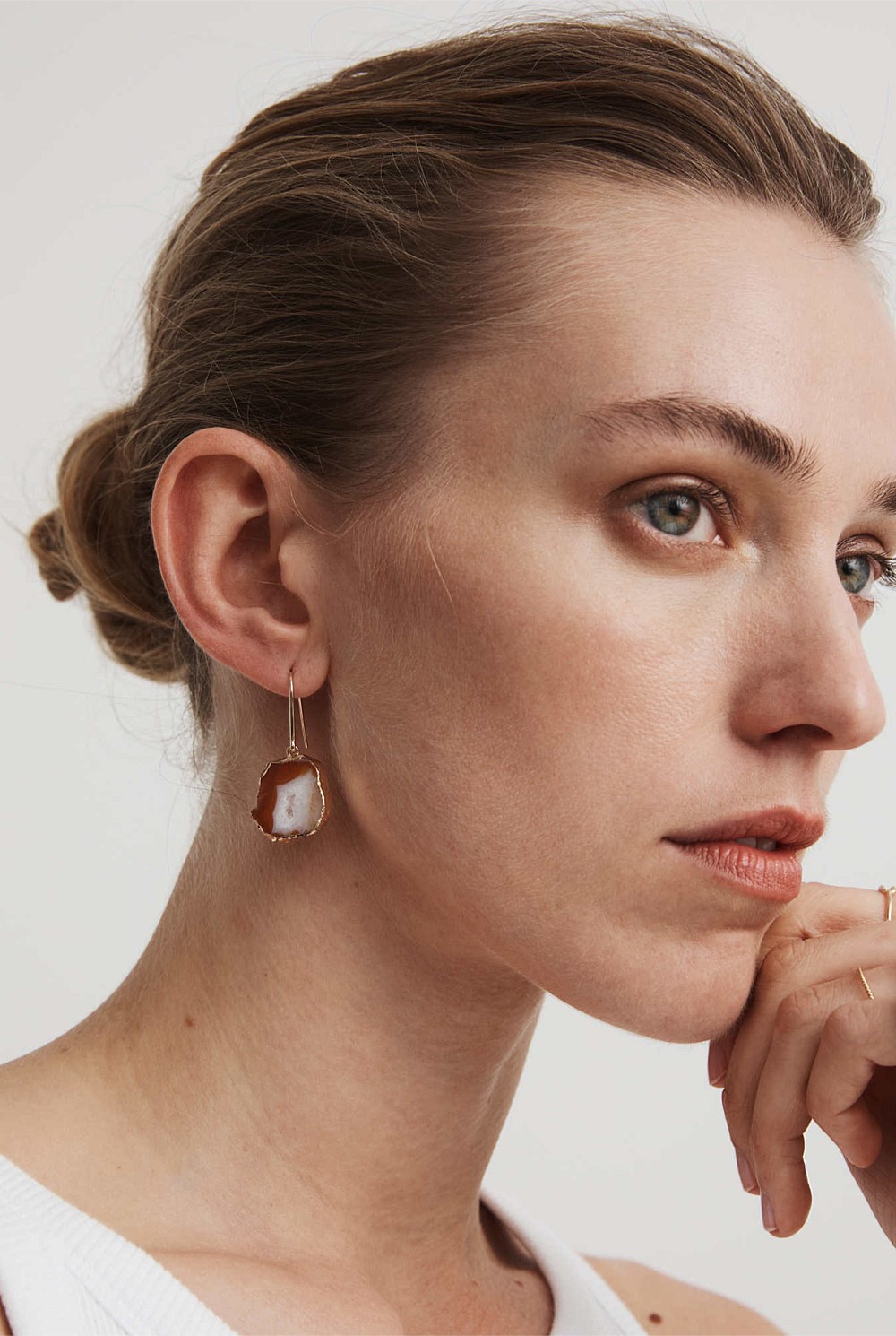 Dark Orange Agate Drop Earring - Women's Earrings | Witchery