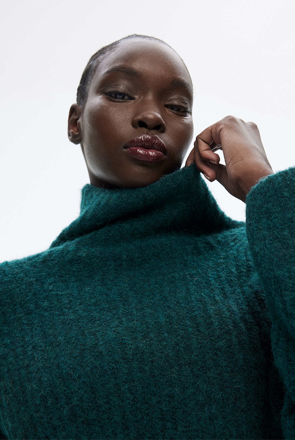 Peacock Blue Mock Neck Slouch Knit - Women's Sweaters | Witchery