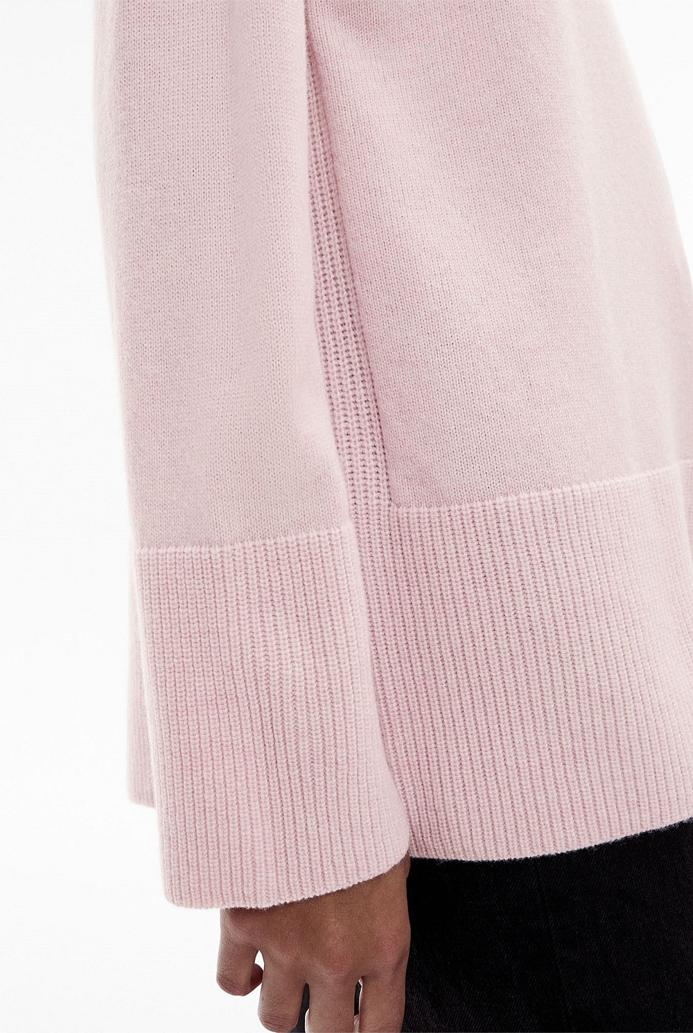 Soft Pink Marle Wool High Neck Knit - Women's Turtleneck Jumpers | Witchery