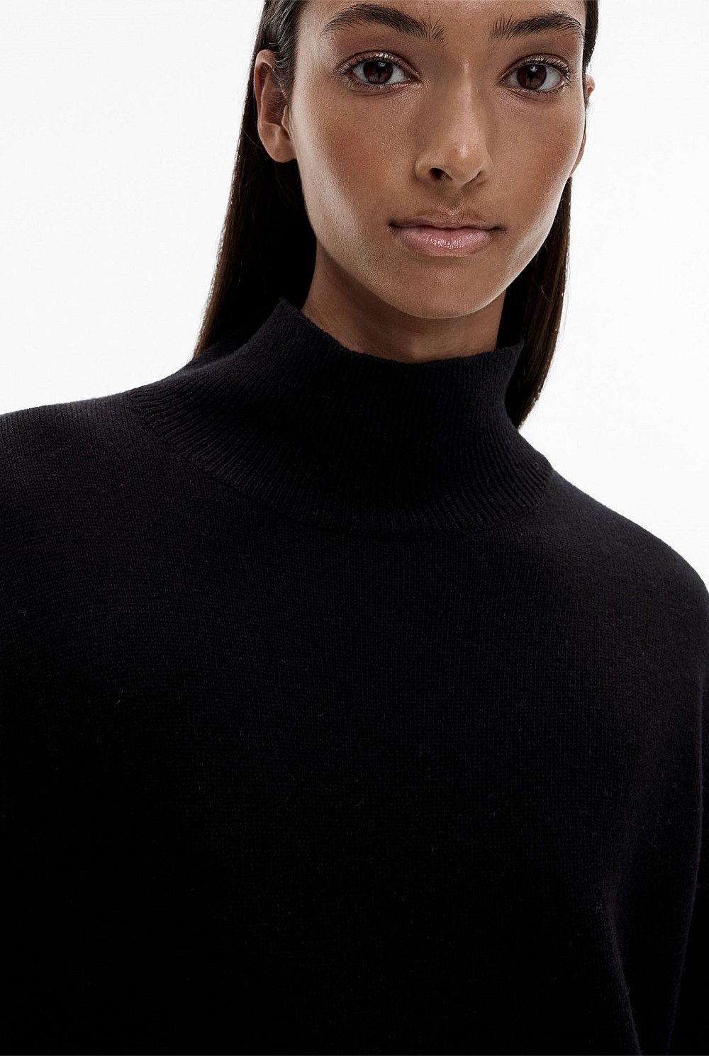 Black Wool High Neck Knit - Women's Turtleneck Jumpers | Witchery