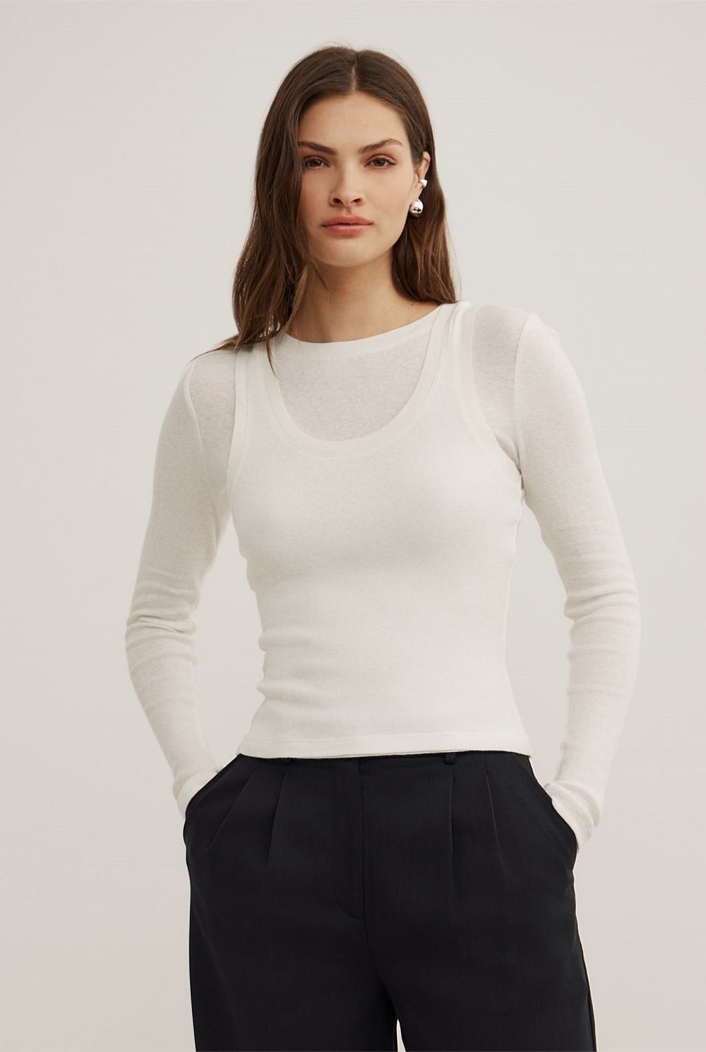 Fresh White Long Sleeve Overlay Top - Women's Workwear Tops | Witchery